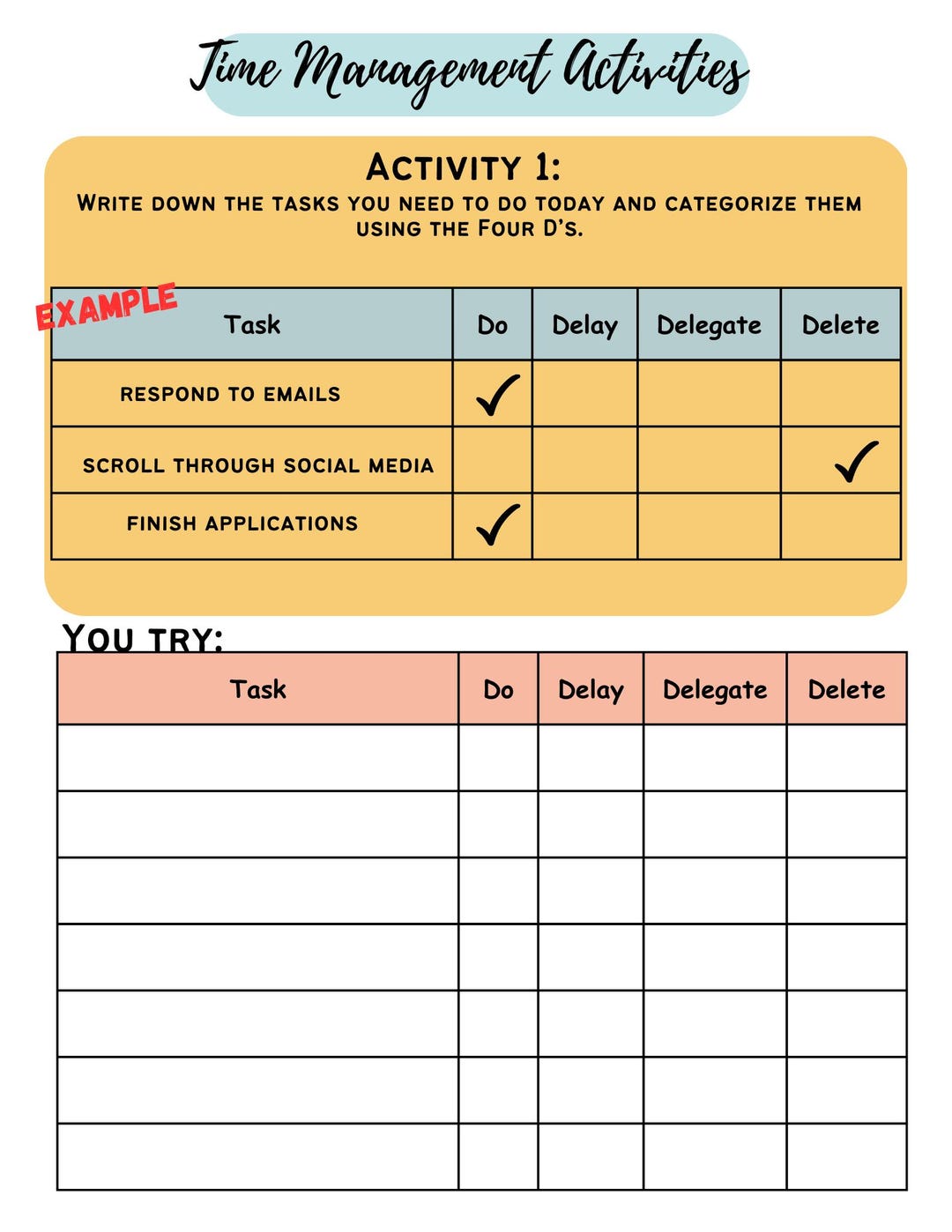 Time Management Worksheet - Etsy