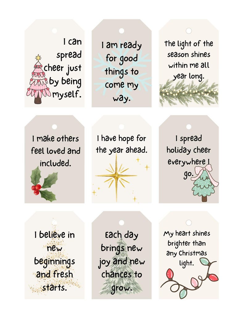 Affirmation Christmas Gift Tags - Etsy