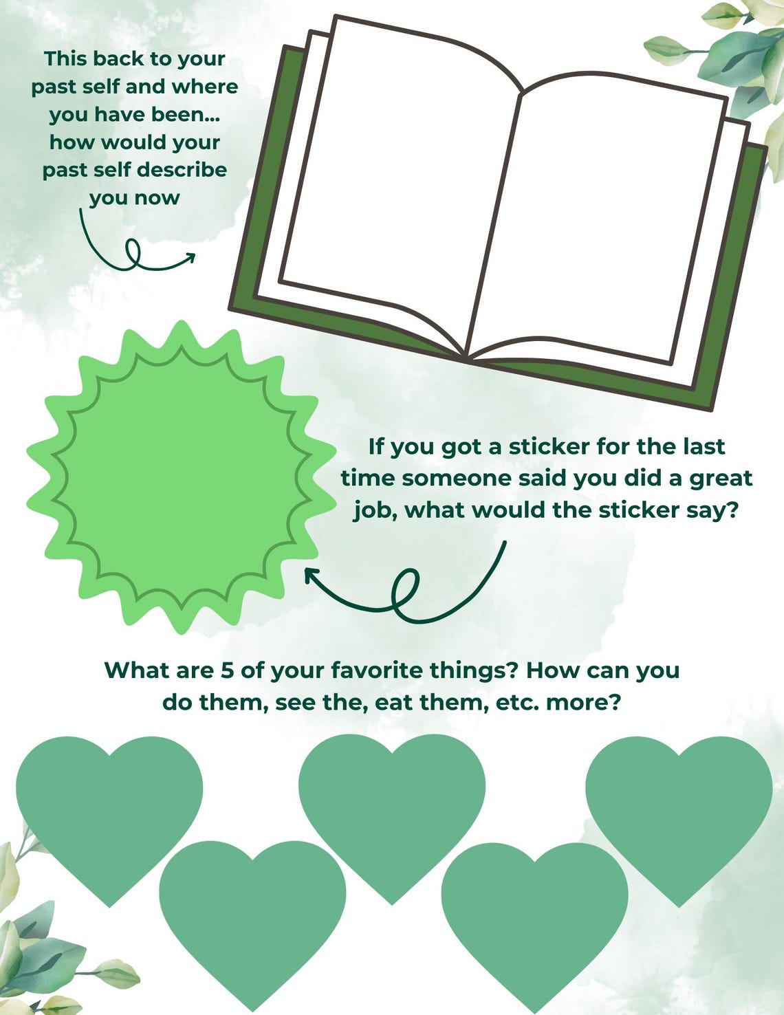 Self Esteem Worksheet - Etsy