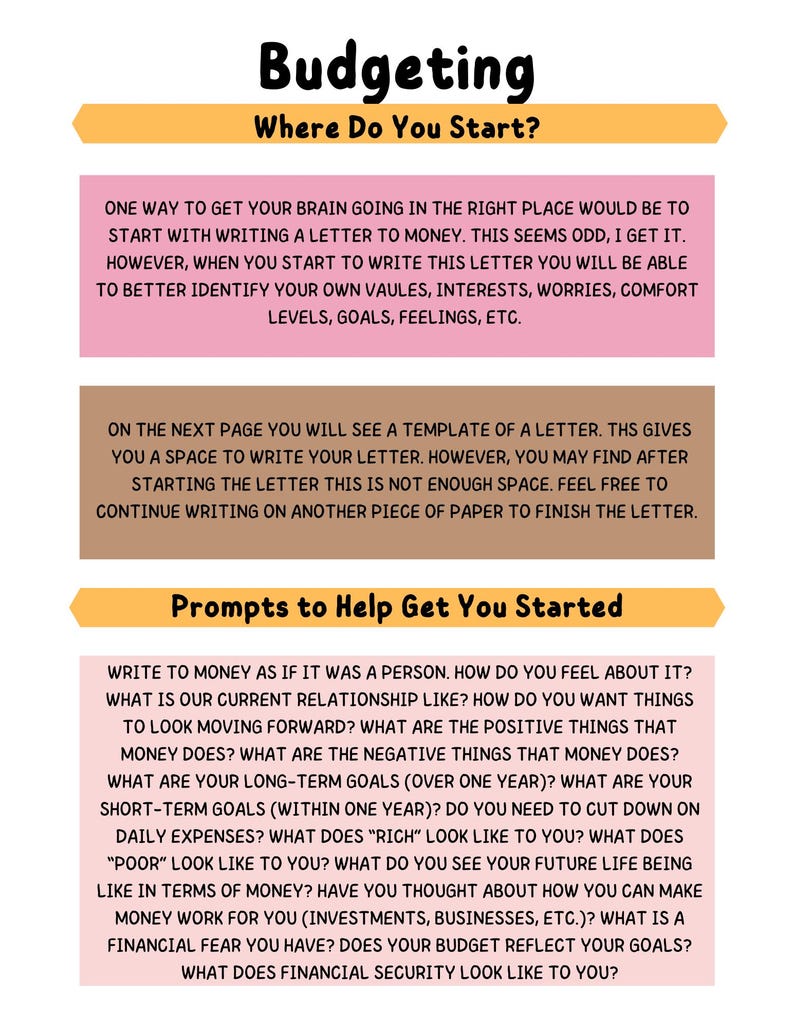 Budgeting Worksheet - Etsy