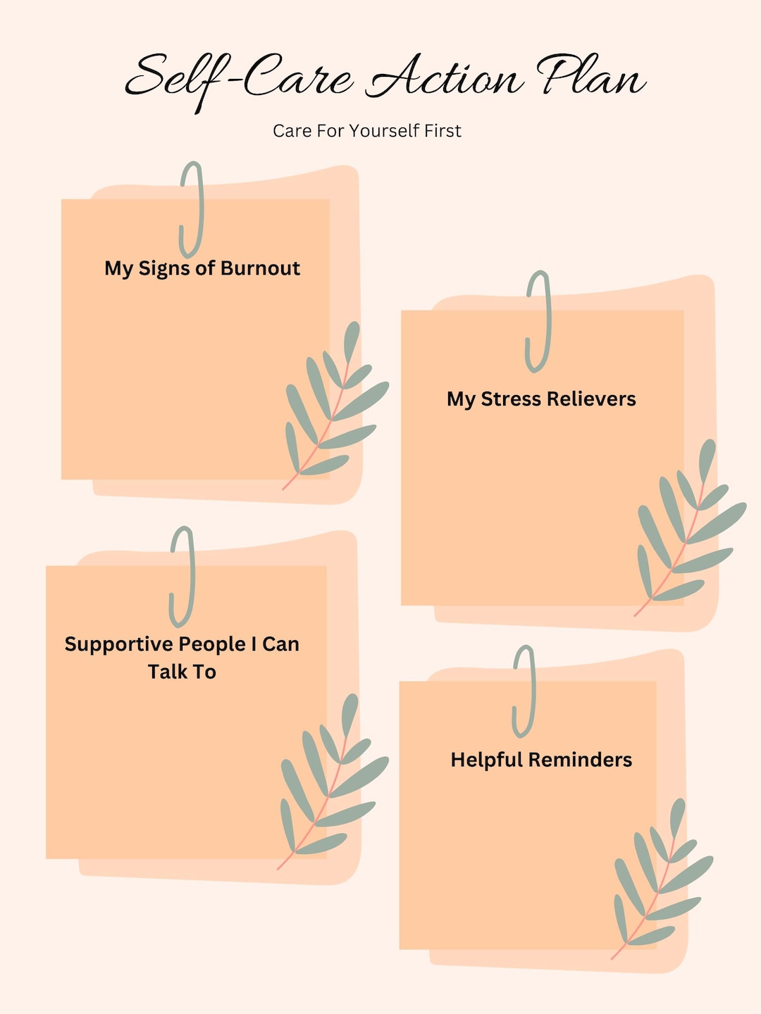 Self-care Action Plan - Etsy