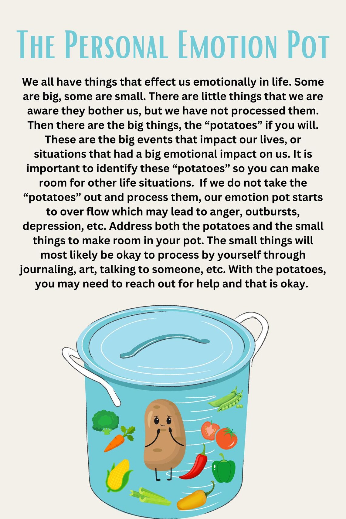 Emotional Pot- Identifying Potatoes Worksheet - Etsy