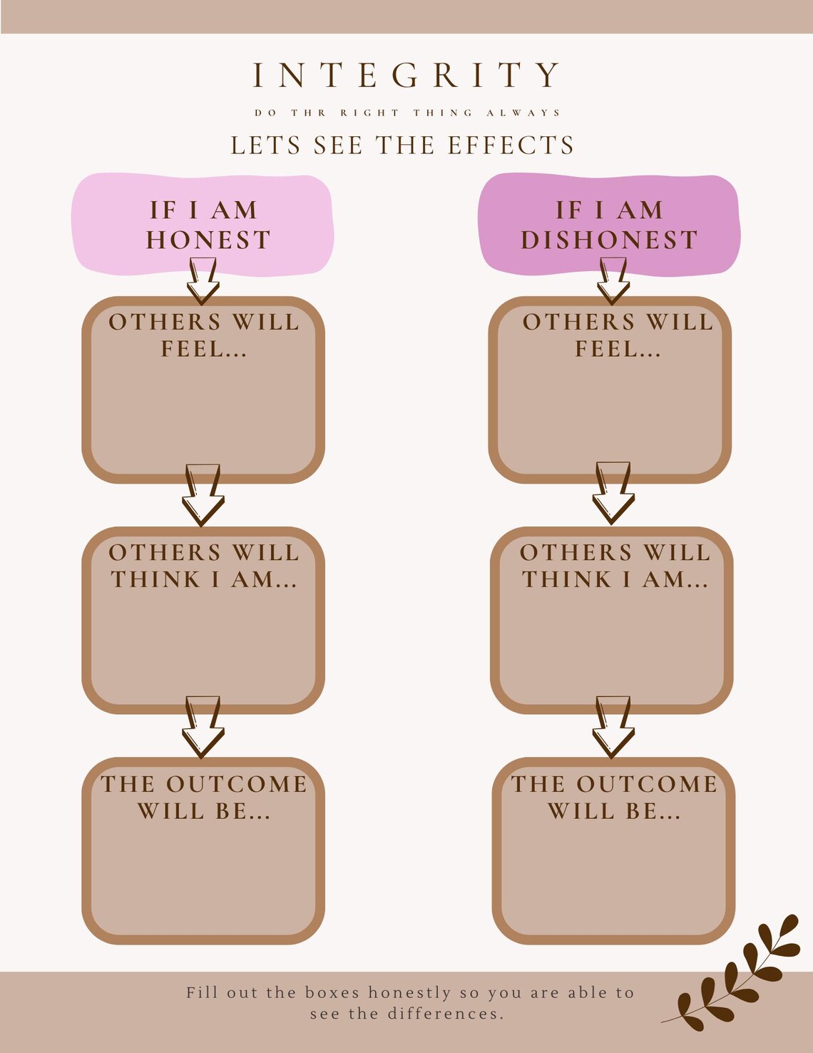 Integrity Worksheet - Etsy