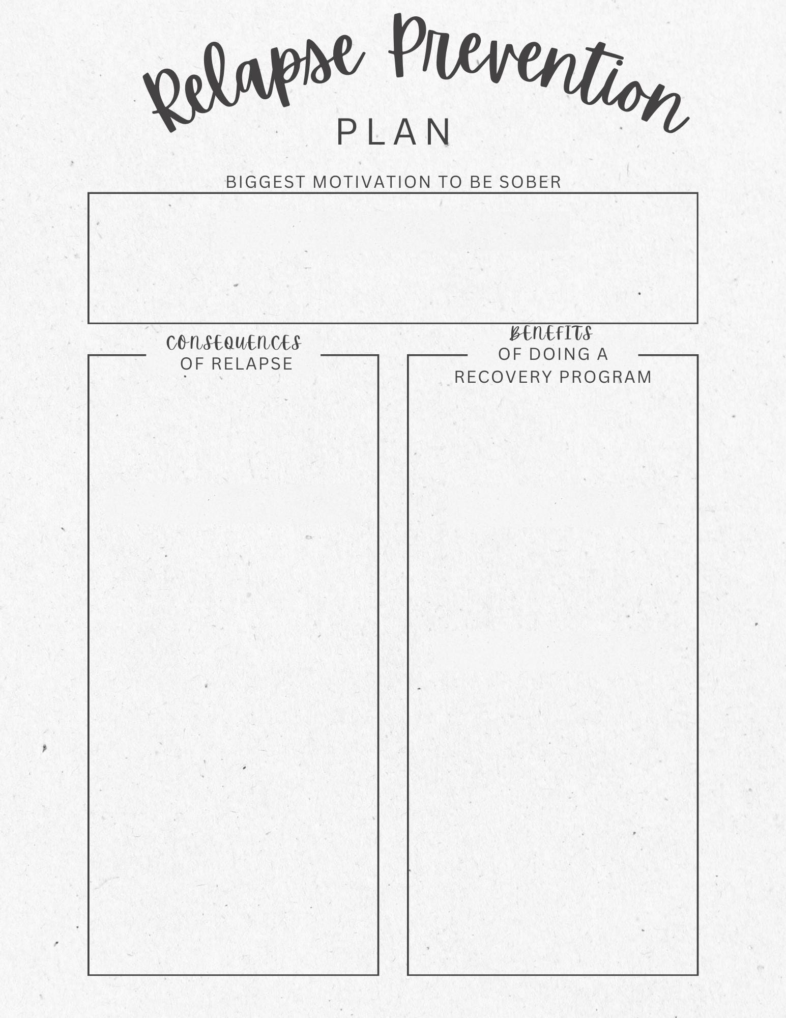 Relapse Prevention Plan - Etsy