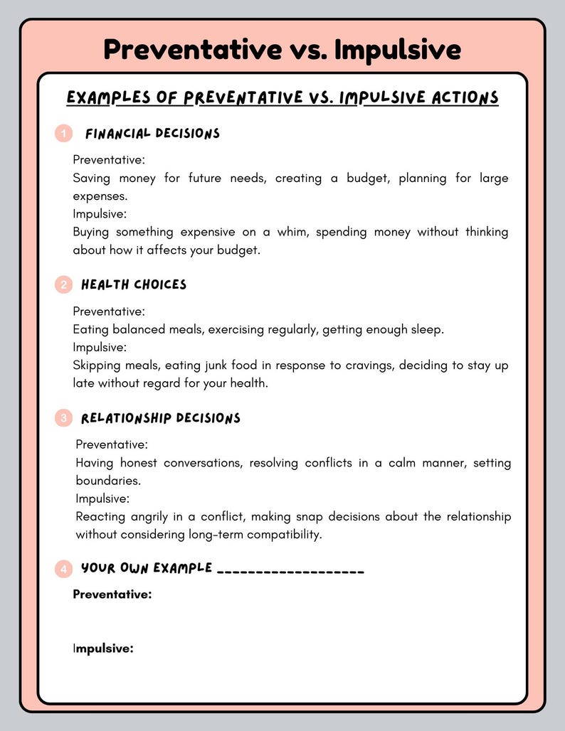 Preventative VS Impulsive - Etsy