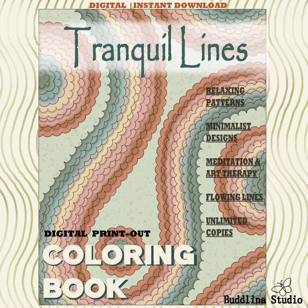 Tranquil Lines Digital Coloring Book PDF L Art Therapy L Handmade ...