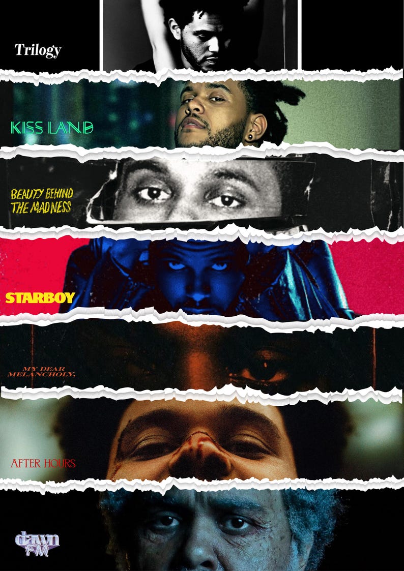 The Weeknd Albums Poster | Digital Print Poster | Digitally Hand Drawn ...