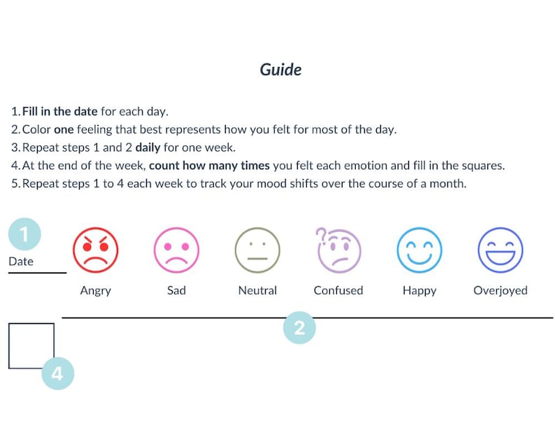 Printable Daily Emotions Tracker | Digital Mood Worksheet | Mental ...