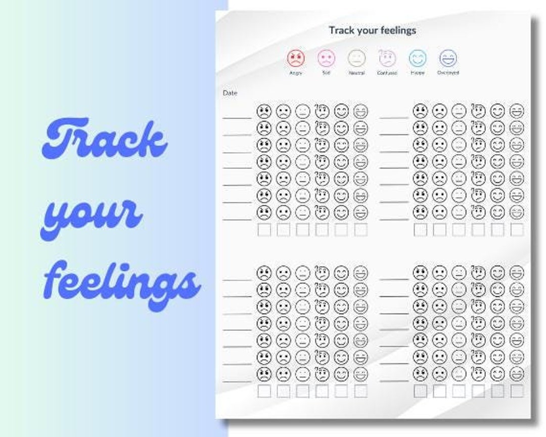 Printable Feelings Chart for Kids/adults Emotional Awareness Tool Mood ...