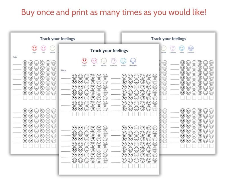Printable Daily Emotions Tracker | Digital Mood Worksheet | Mental ...
