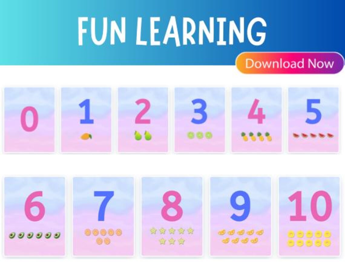 Printable Number Flashcards for Kids Learn to Count 0 10 - Etsy