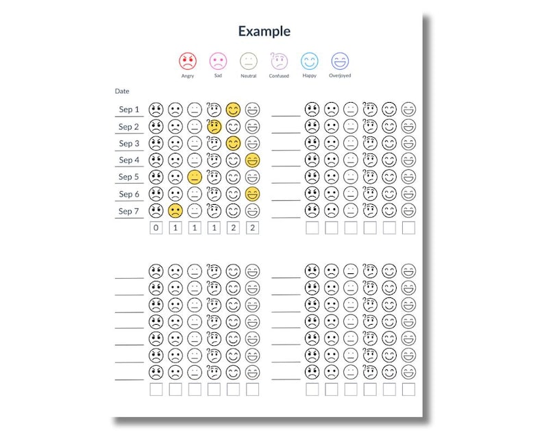 Printable Daily Emotions Tracker | Digital Mood Worksheet | Mental ...