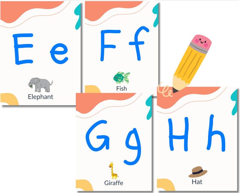 Alphabet Flashcards Printable - ABC Cards for Kids With Letters, Words ...