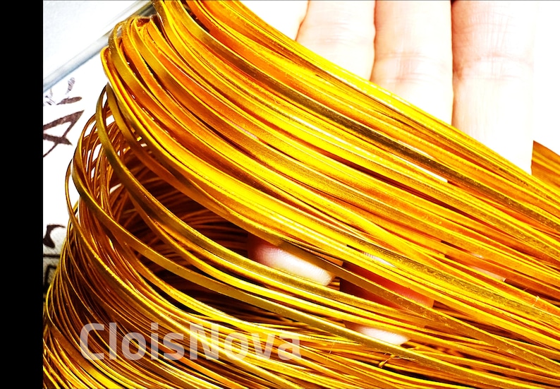 Cloisonne Golden Wire, 0.5x1.5mm, Jewelry Wire,flexible Aluminum Flat ...