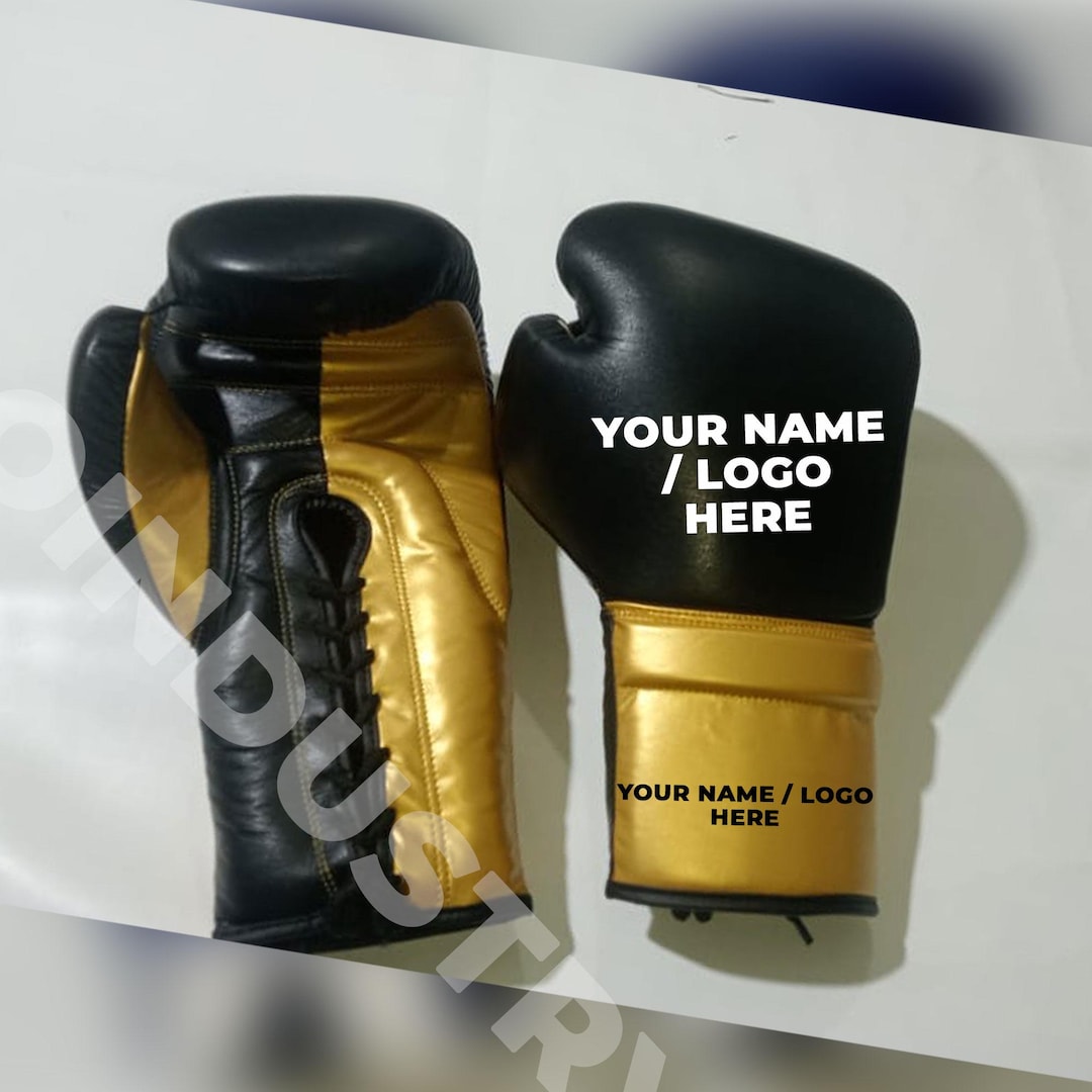 Golden Leather Boxing Gloves, Customized Boxing Gloves, Get Your Name ...