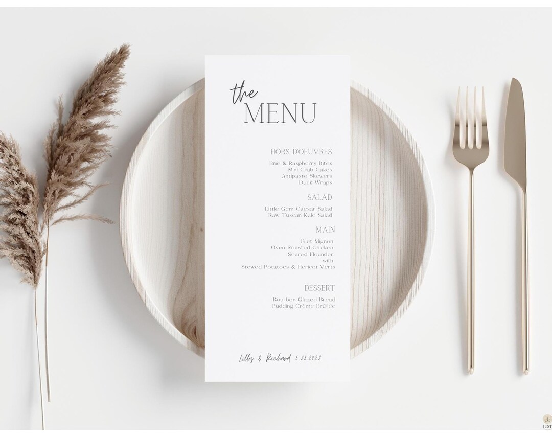 Elegant, Minimalist, Simple, Digital Menu Template for Rehearsal ...