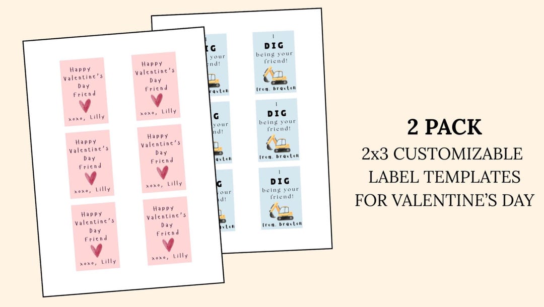 Valentine Candy Swap Labels | 2x3 Printable Canva Template (instant ...