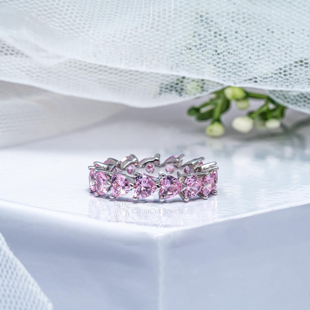 Pink Diamond Eternity Ring, Anniversary Ring, Eternity Band, 14K Solid ...