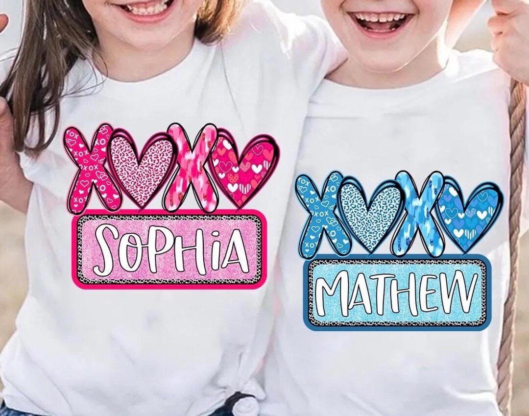 Personalized Kids Name XOXO Valentine Transfer - Etsy