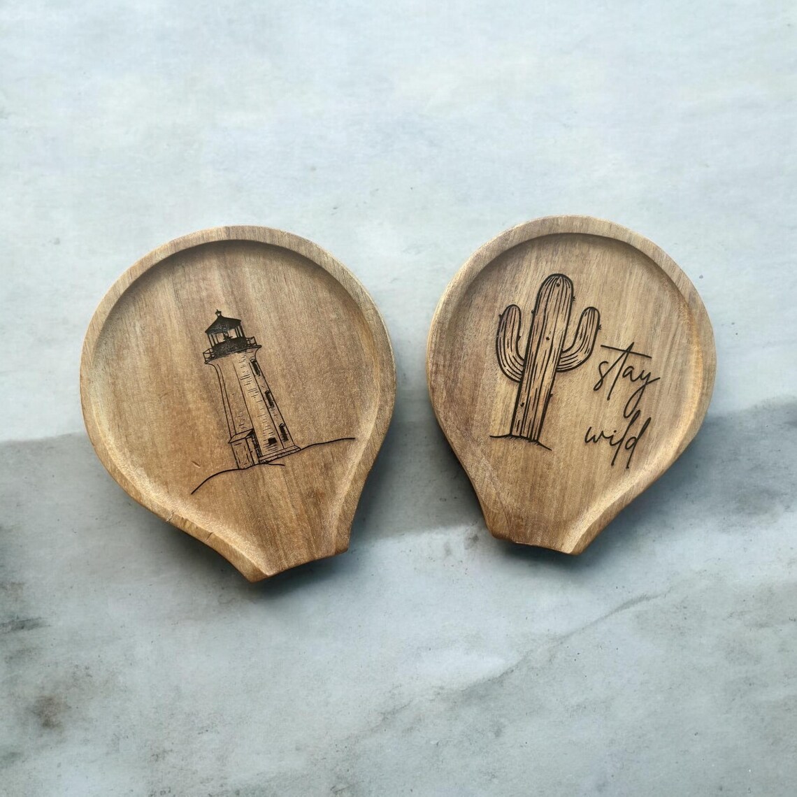 Laser Engraved Spoon Rest | Acacia Spoon Rest | Custom Wood Spoon Rest ...
