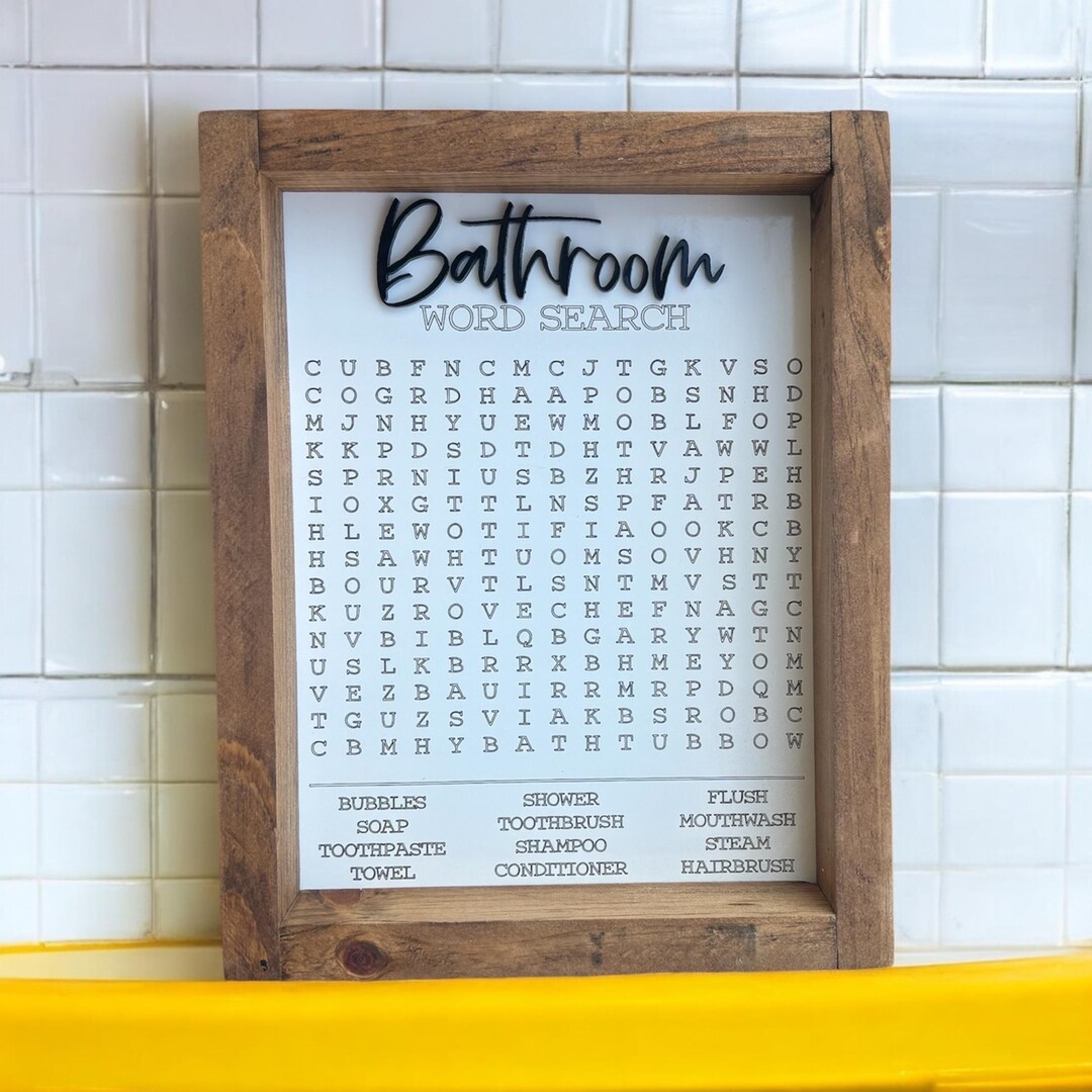 Bathroom Word Search | Bathroom Humor | Bathroom Sign | Laser Engraved ...