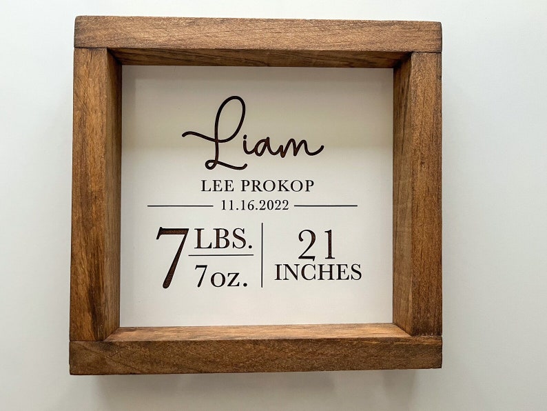 Baby Birth Stat Sign | Laser Engraved Sign | Wood Decor Nursery | Baby ...