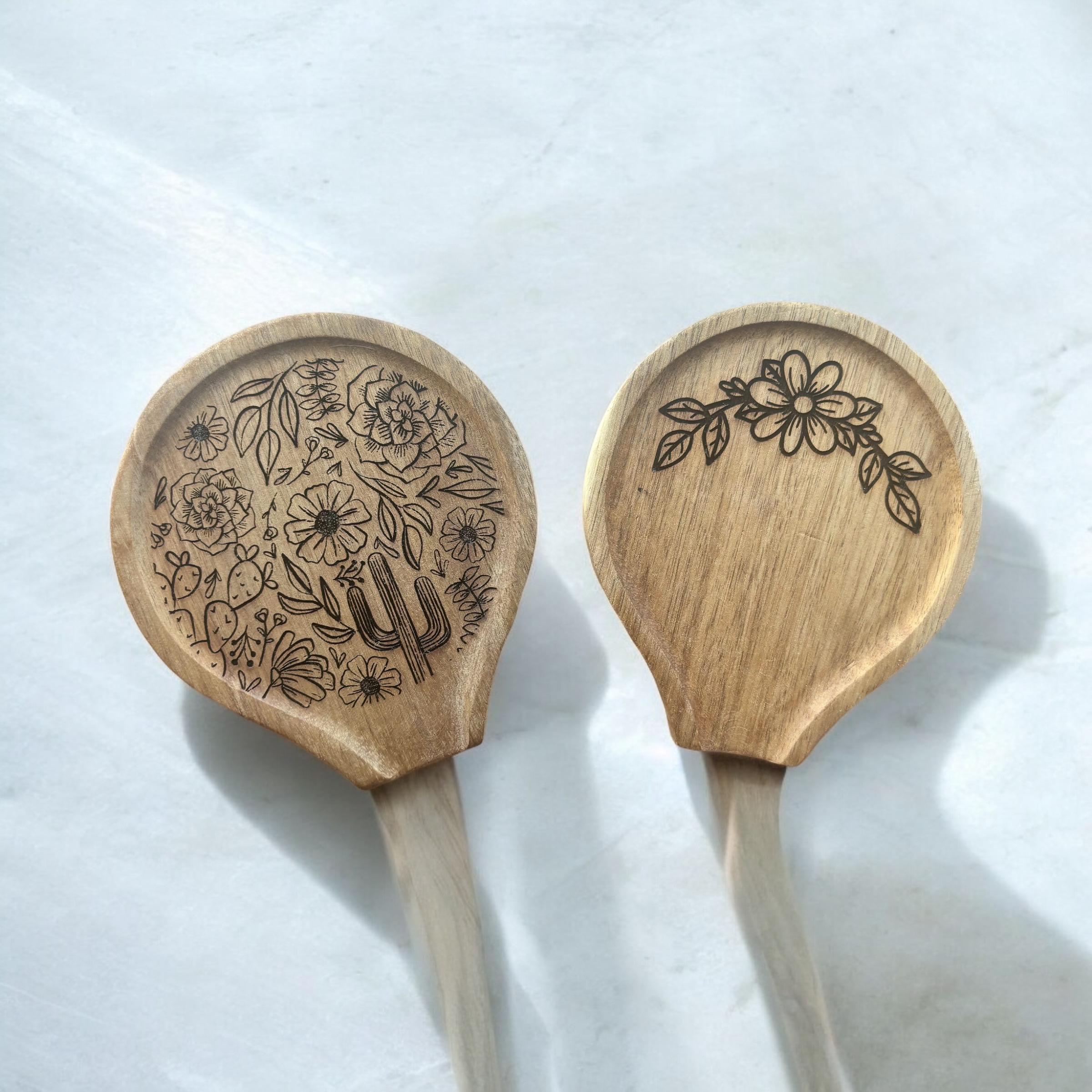 Laser Engraved Spoon Rest | Acacia Spoon Rest | Custom Wood Spoon Rest ...