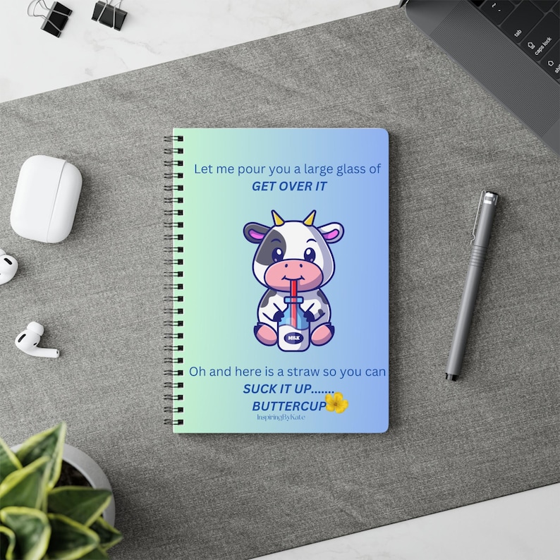 Sassy and Chic Wirobound Notebook, A5 - Large Glass of Get Over It ...