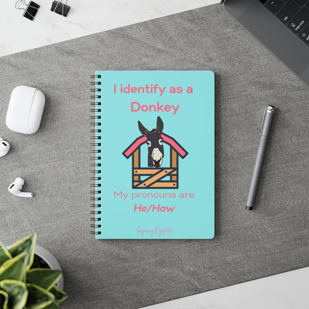 Donkey Pronouns Wirobound Notebook, A5 - He/haw Journal, Softcover ...