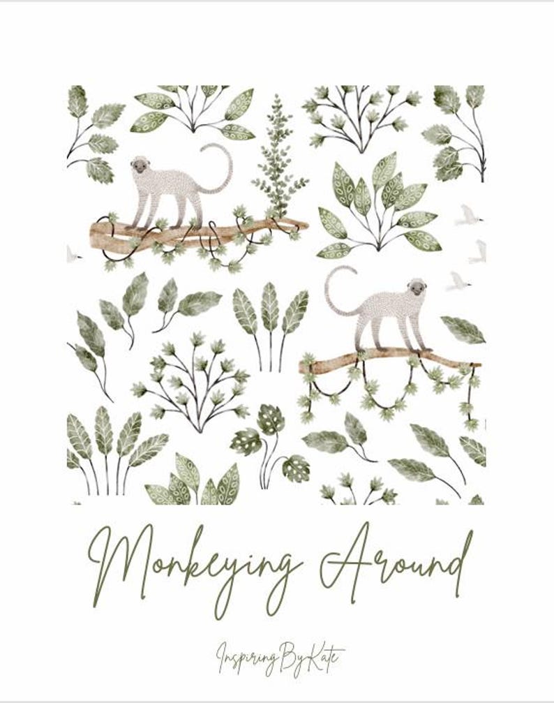 Monkeying Around Digital Monkey Print - Nursery Print 1 of a Trio ...