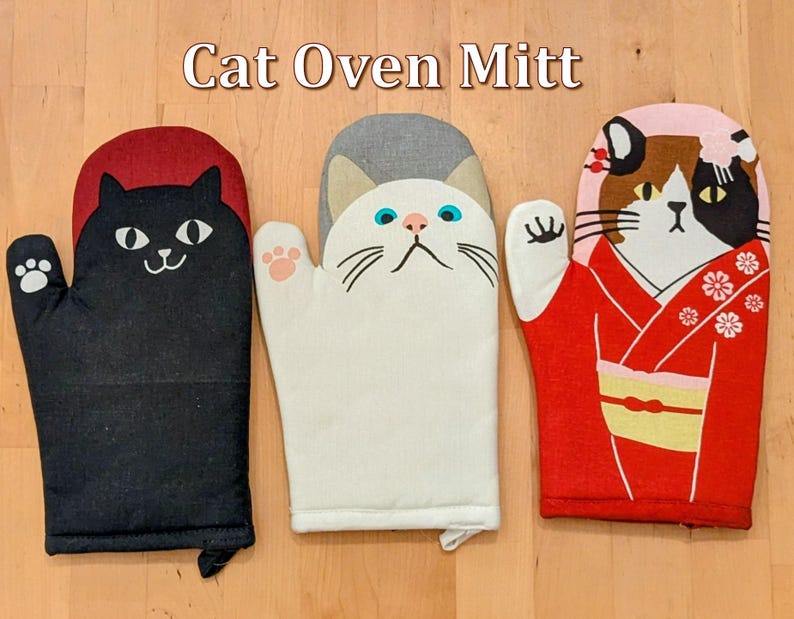 Cat Oven Mitt, Cat Pot Holder, Cat Gift, Black Cat, White Cat, Kitchen ...