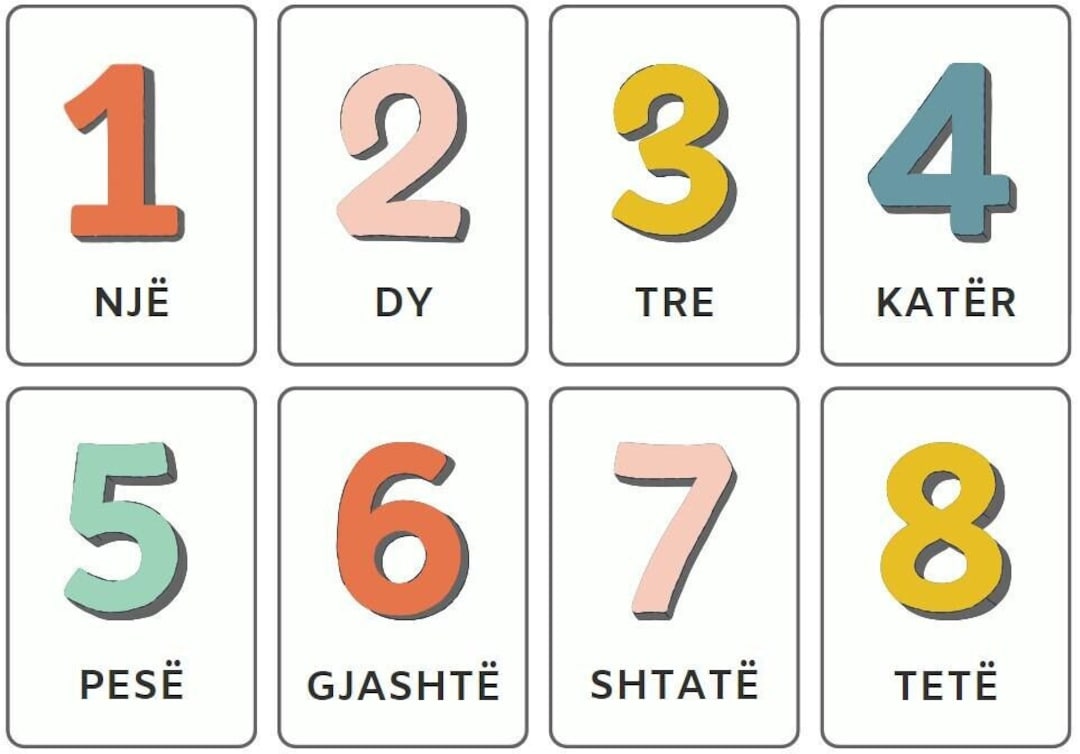 Learn Albanian! Numbers Flashcards - Etsy