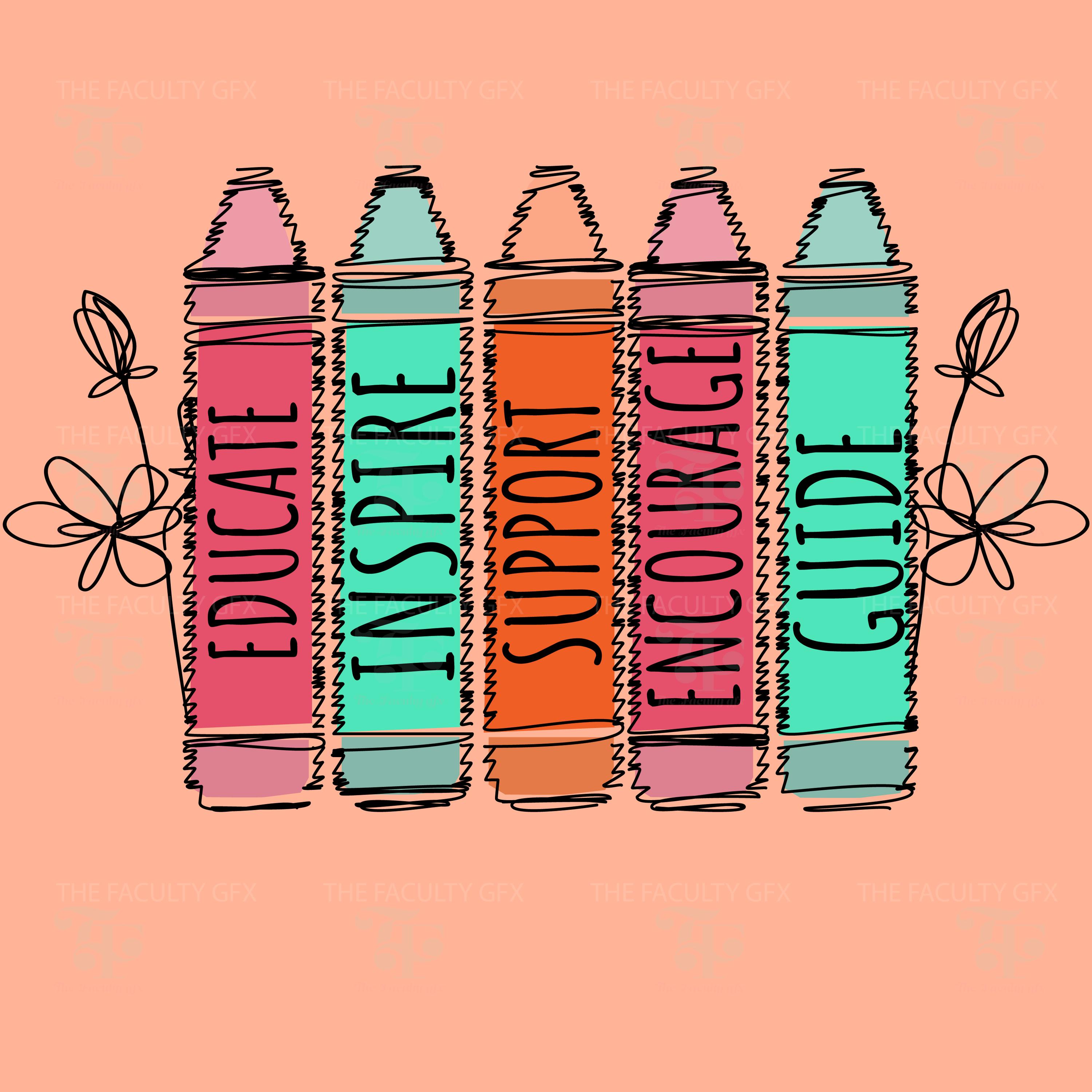 Inspiring Teacher Crayons Design. Motivational Phrases, Educational ...