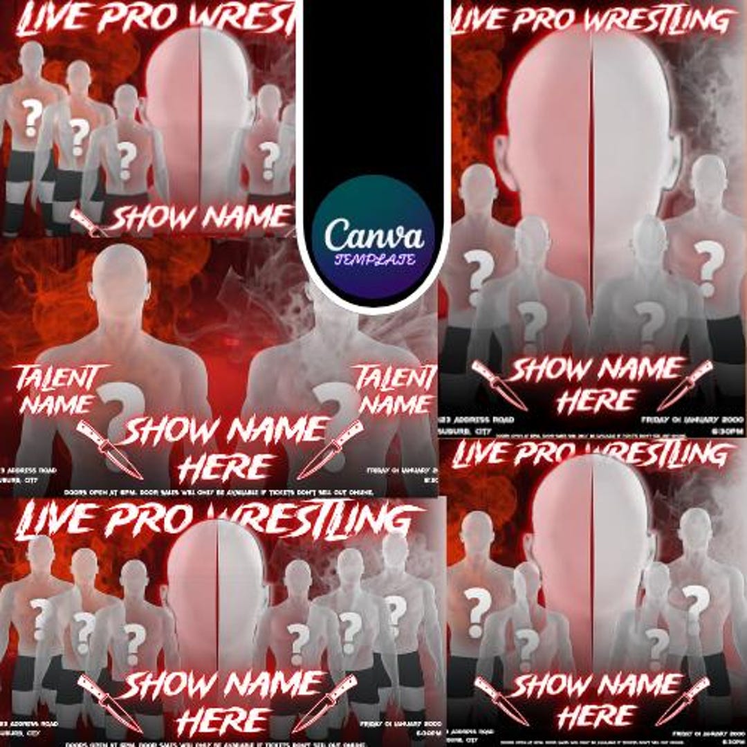 Pro Wrestling Full Event Graphics Canva Template Super Easy to Edit - Etsy