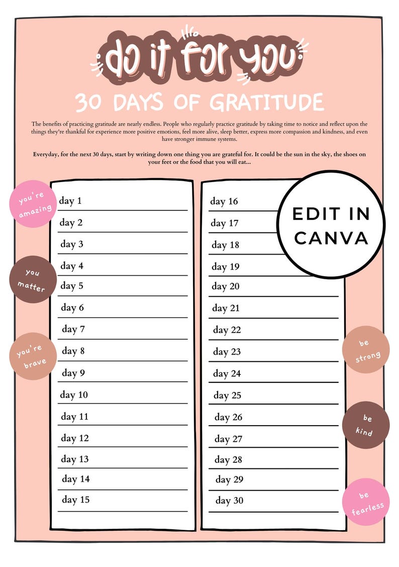 Daily Gratitude Sheet Template Printable Daily Gratitude Journal ...