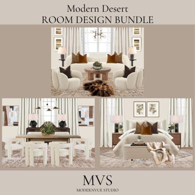 Modern Desert Room Design Mood Board Bundle Living Room, Dining Room ...
