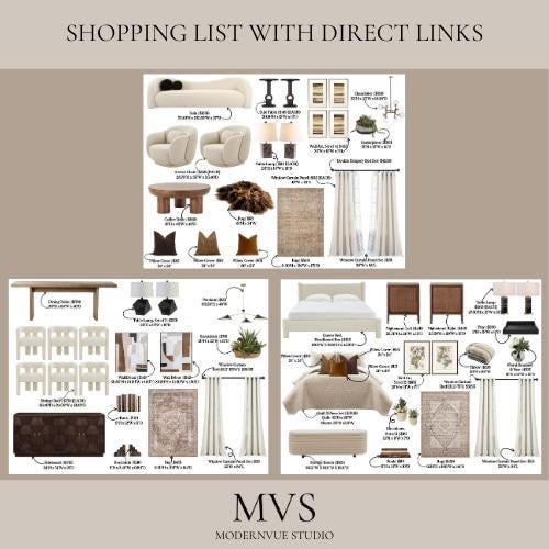 Modern Desert Room Design Mood Board Bundle Living Room, Dining Room ...