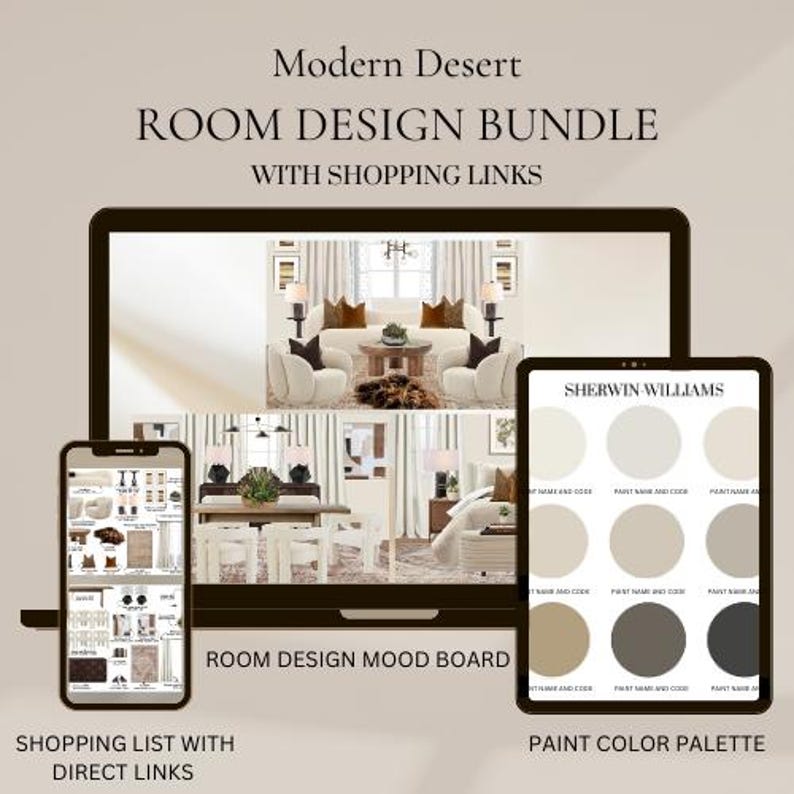 Modern Desert Room Design Mood Board Bundle Living Room, Dining Room ...
