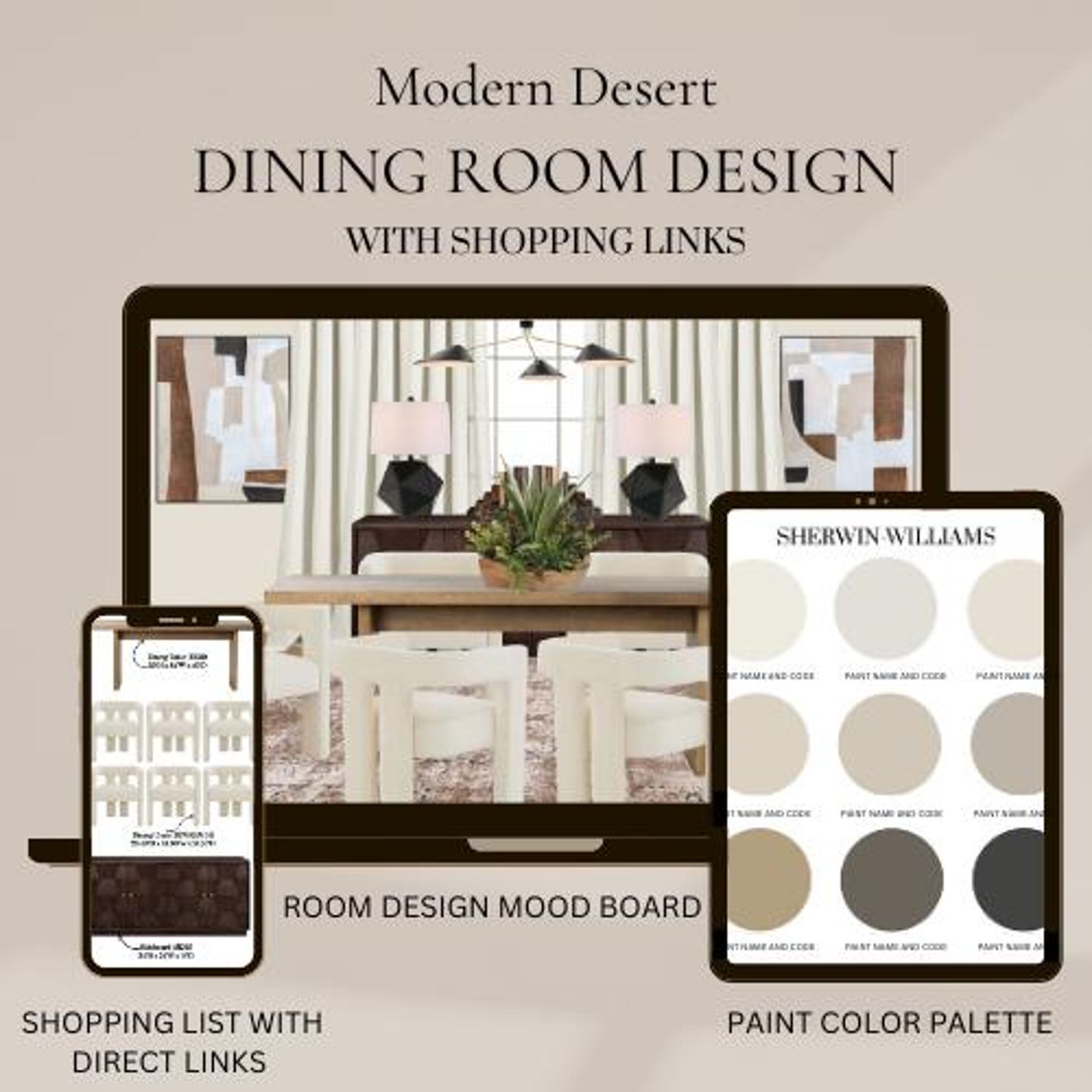 Modern Desert Dining Room Design Mood Board Neutral Contemporary ...
