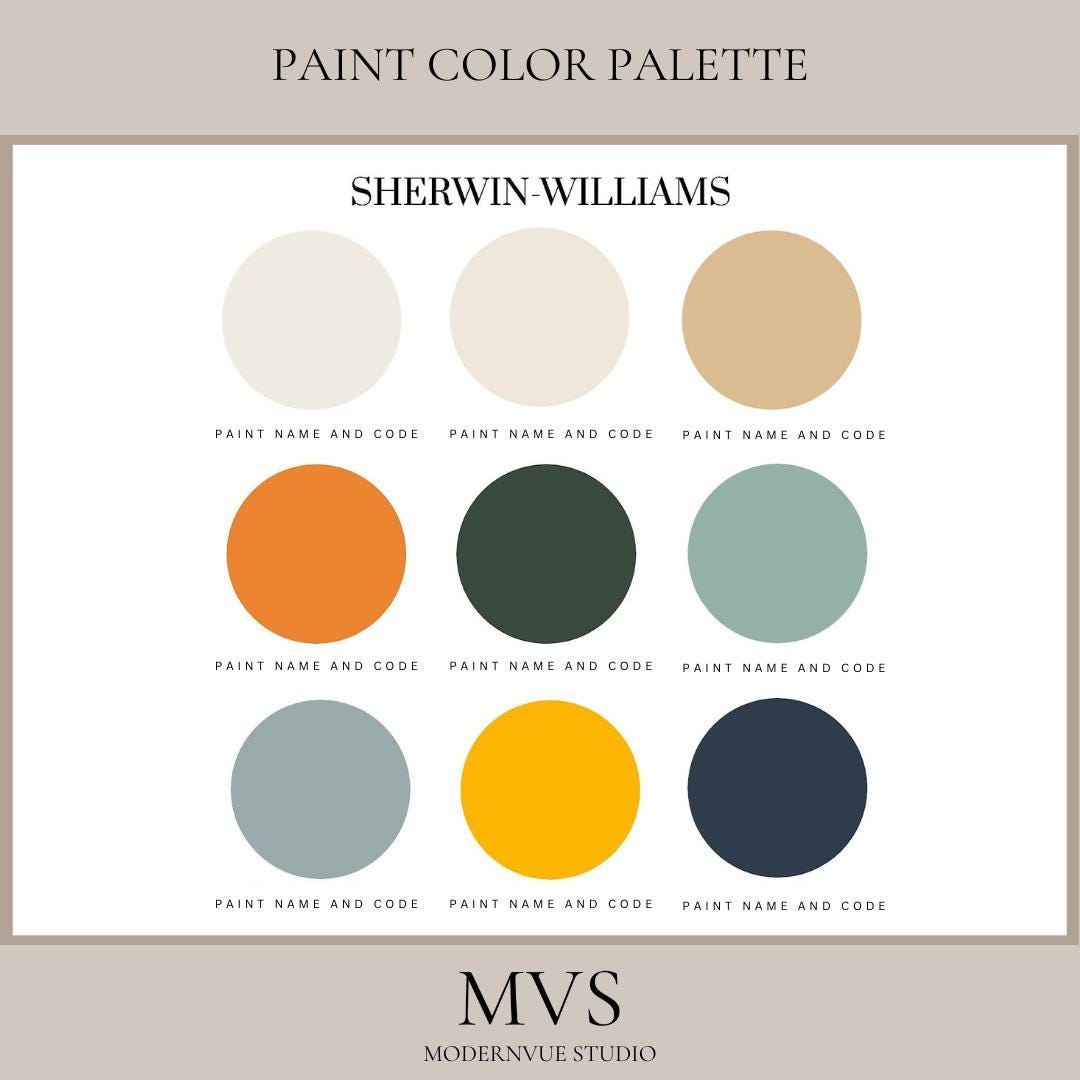 Home Paint Color Palette Mid-century Modern Collection Retro Flair ...