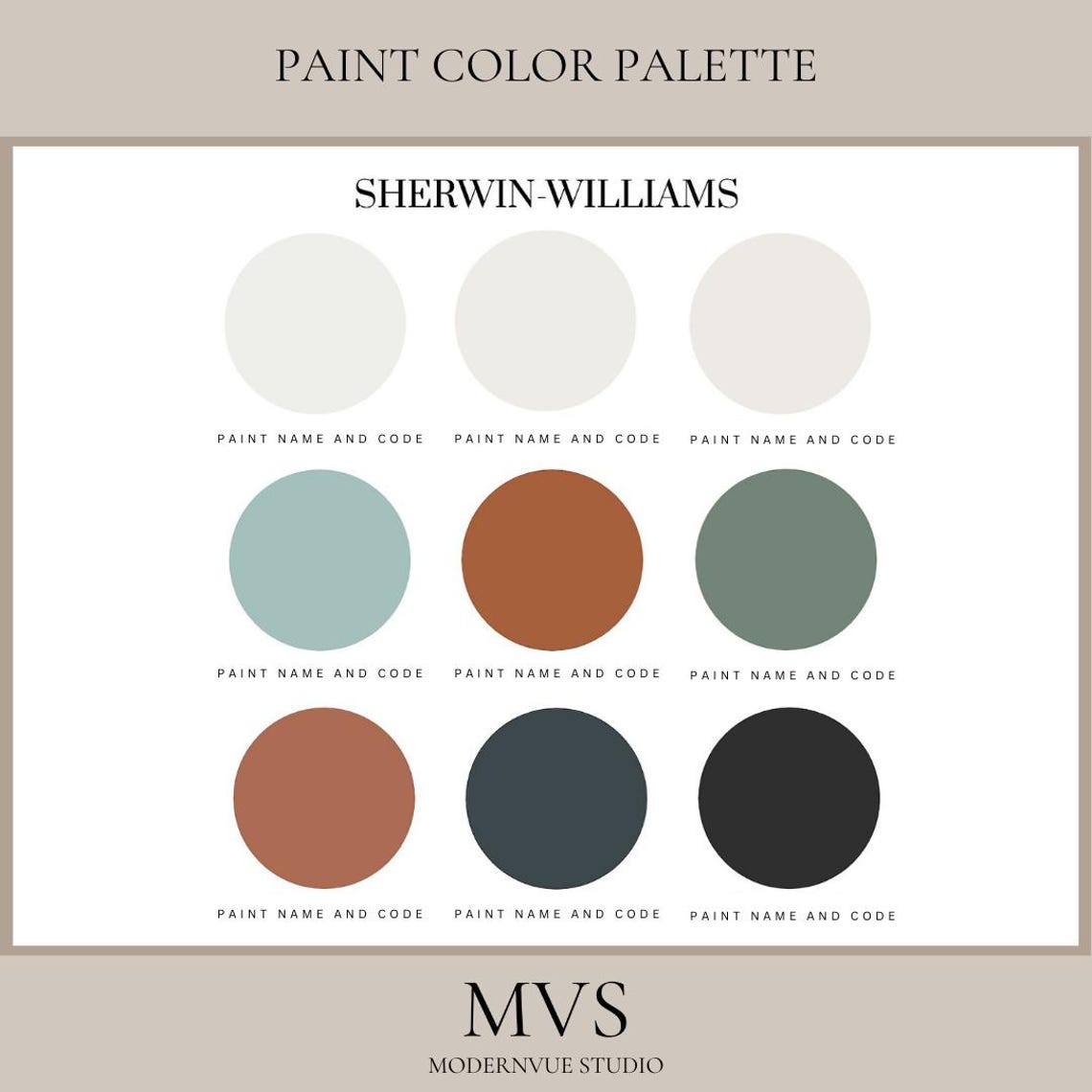 Home Paint Color Palette Mid-century Modern Collection Atomic Age ...