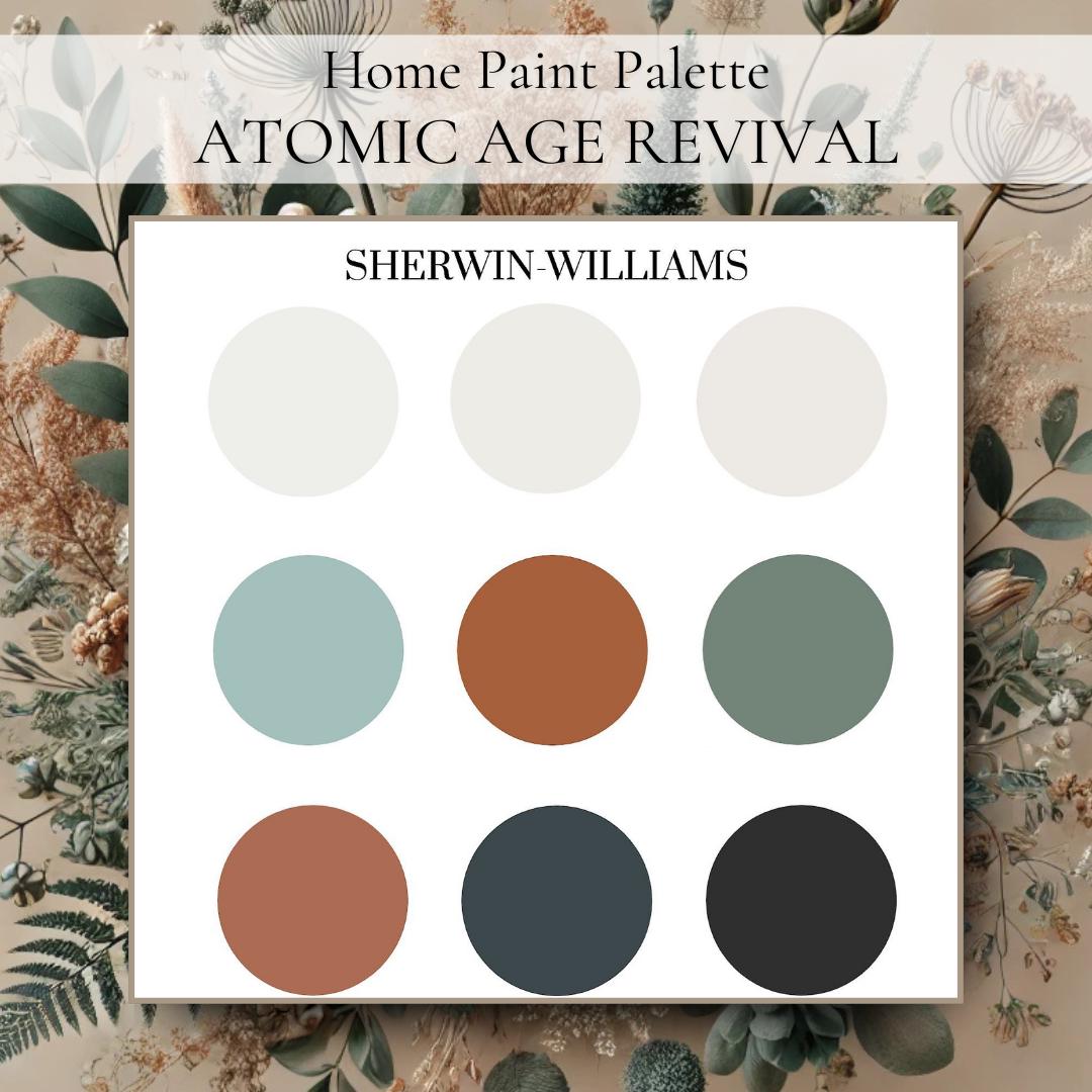 Home Paint Color Palette Mid-century Modern Collection Atomic Age ...