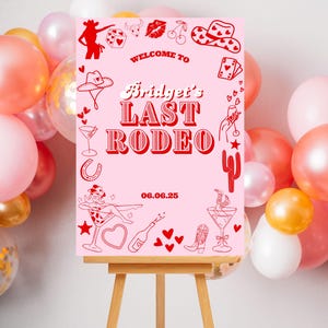 Last Rodeo Cowgirl Welcome Sign, Pink Bachelorette Party (digital ...