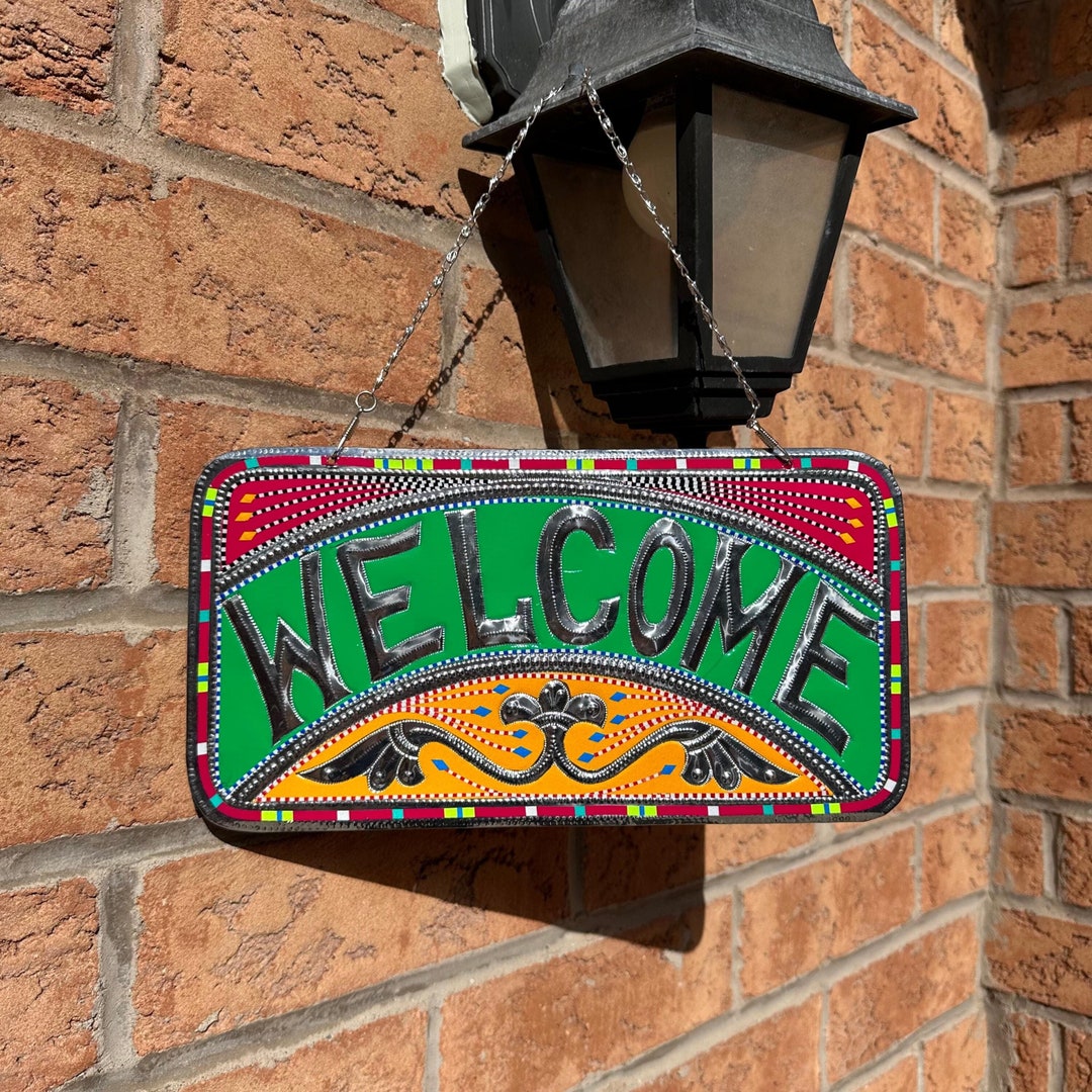 Colorful Welcome Plate, Welcome Sign Front Door Hanging, Entry Door ...