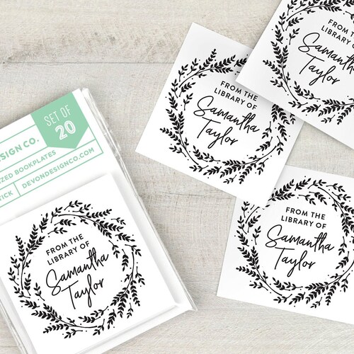 Custom Book Labels Custom Bookplate Stickers Set of 20 Book - Etsy