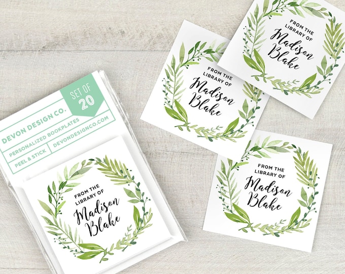 Custom Book Labels Custom Bookplate Stickers Set of 20 Book | Etsy