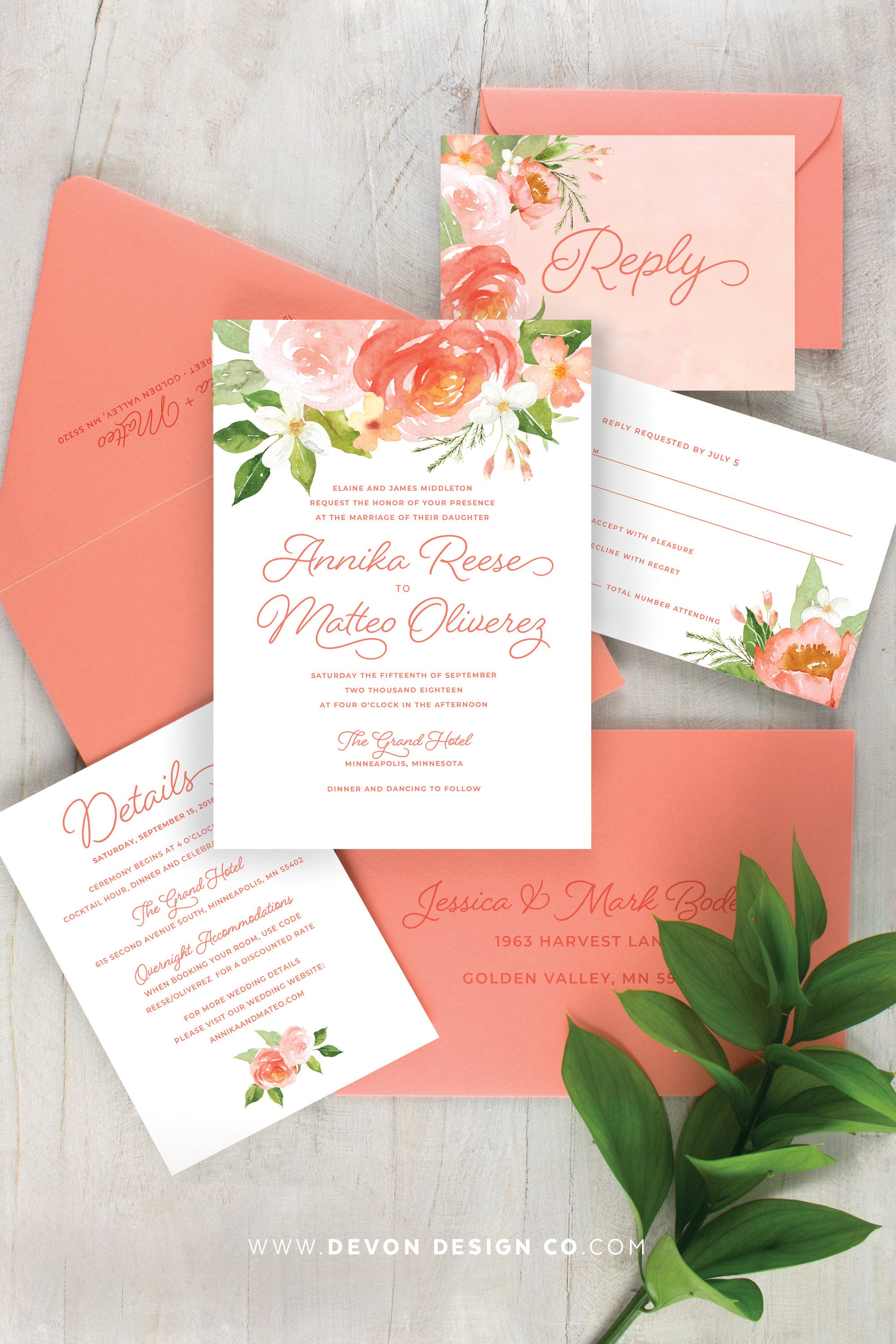 Coral Pink And Orange Wedding