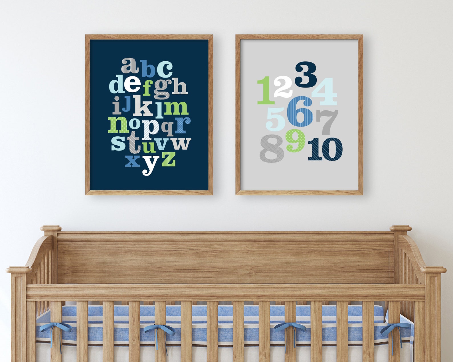 ABC Art Print, Navy Nursery Art, Alphabet & Numbers Nursery Print Set ...