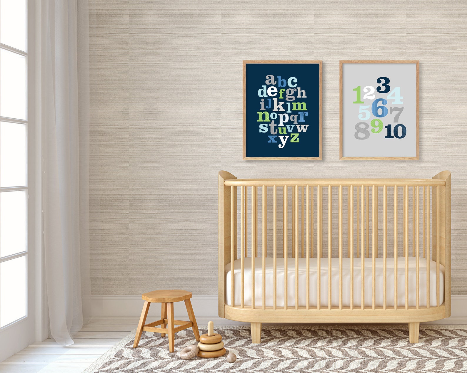 ABC Art Print, Navy Nursery Art, Alphabet & Numbers Nursery Print Set ...