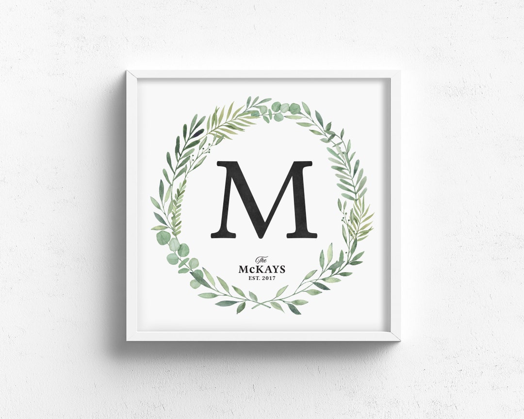 Family Initial Print, First Anniversary Gift, Family Monogram Print ...